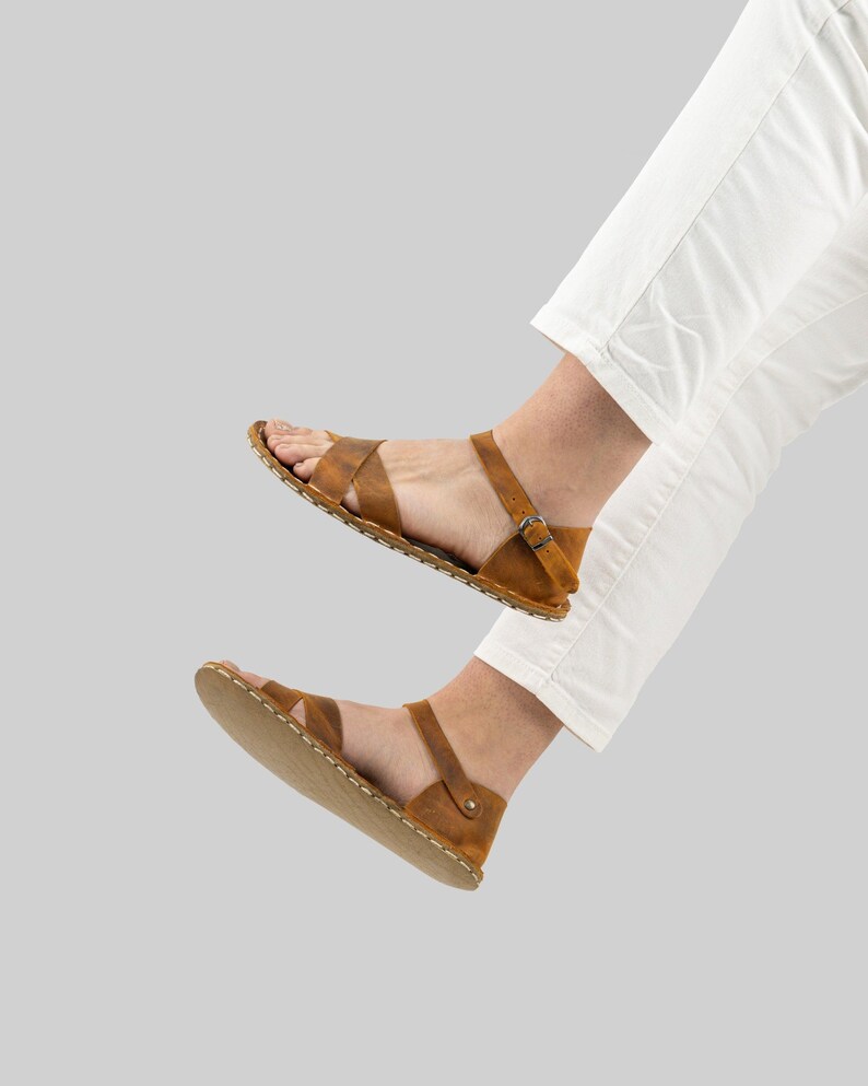 Wide Toe Box Leather Sandals - Zero Drop, Light Tan - Etsy