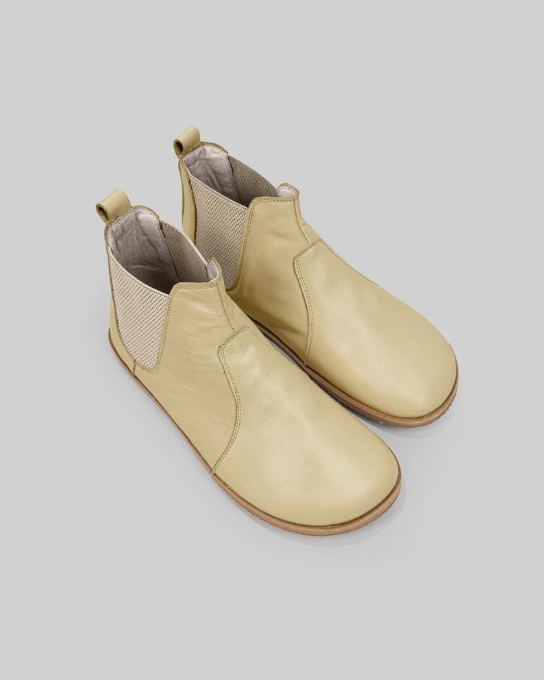 Leather Wide Toe Box Chelsea Boots: Yellow Handcrafted Design - Slip ...