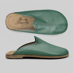 Leather Green Comfortable Men Barefoot Slipper, Custom Made Handmade ...