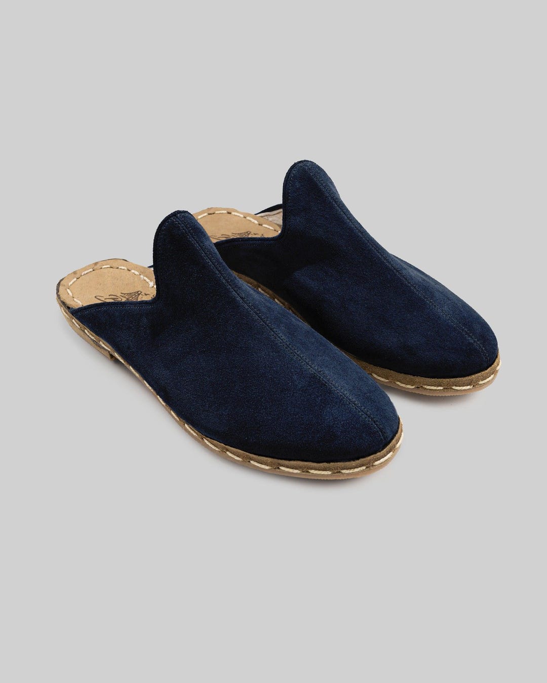 Barefoot Wide Toe Box Slippers: Navy Leather, Flexible Sole - Etsy