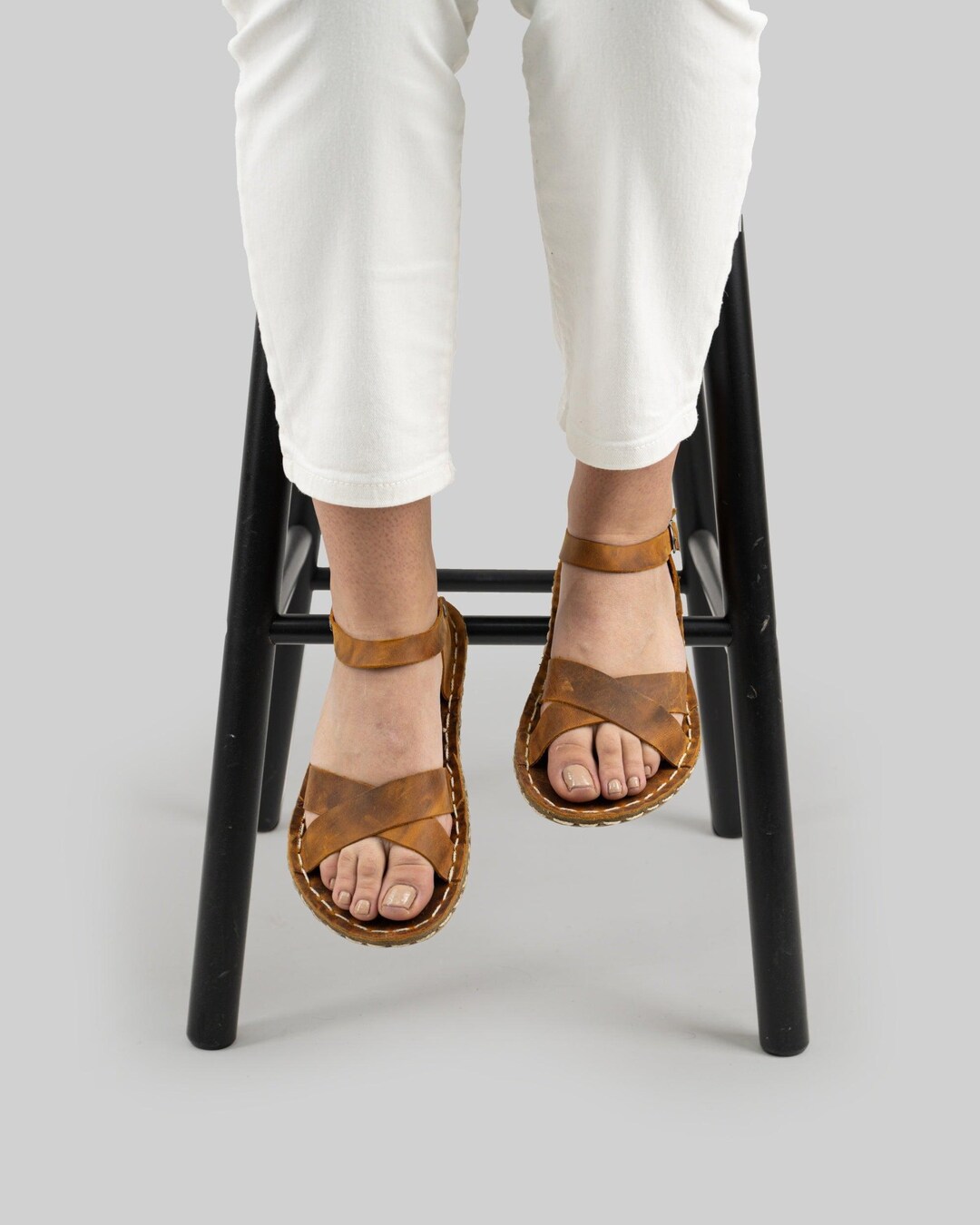 Wide Toe Box Leather Sandals - Zero Drop, Light Tan - Etsy