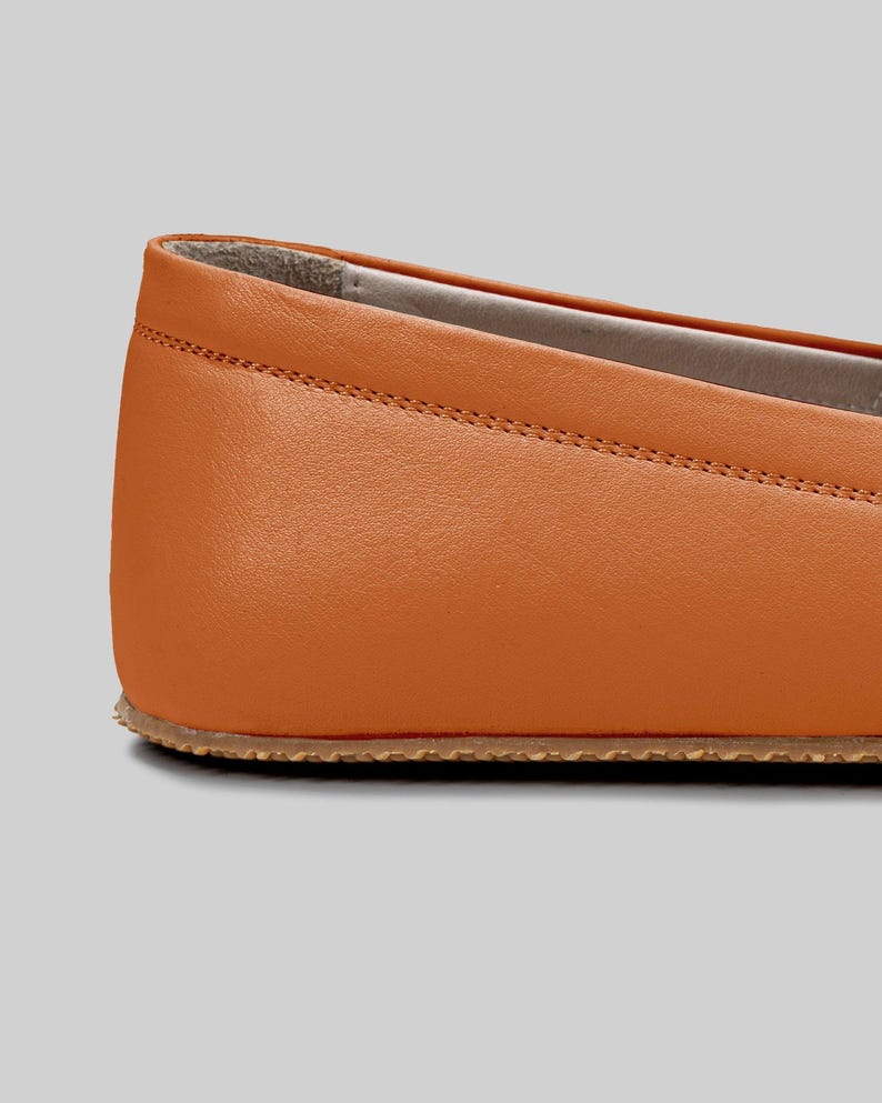 Wide Toe Box Natural Leather Shoes: Orange Cowhide Upper, Zero Drop ...