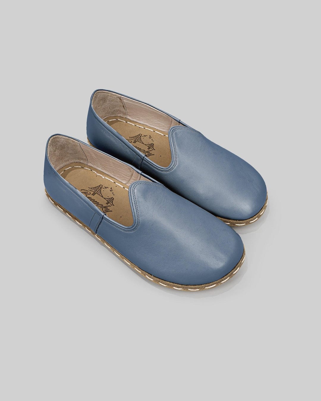 Zero Drop Shoes - Artisan Leather Barefoot - Blue Jean Color - Wide Toe ...