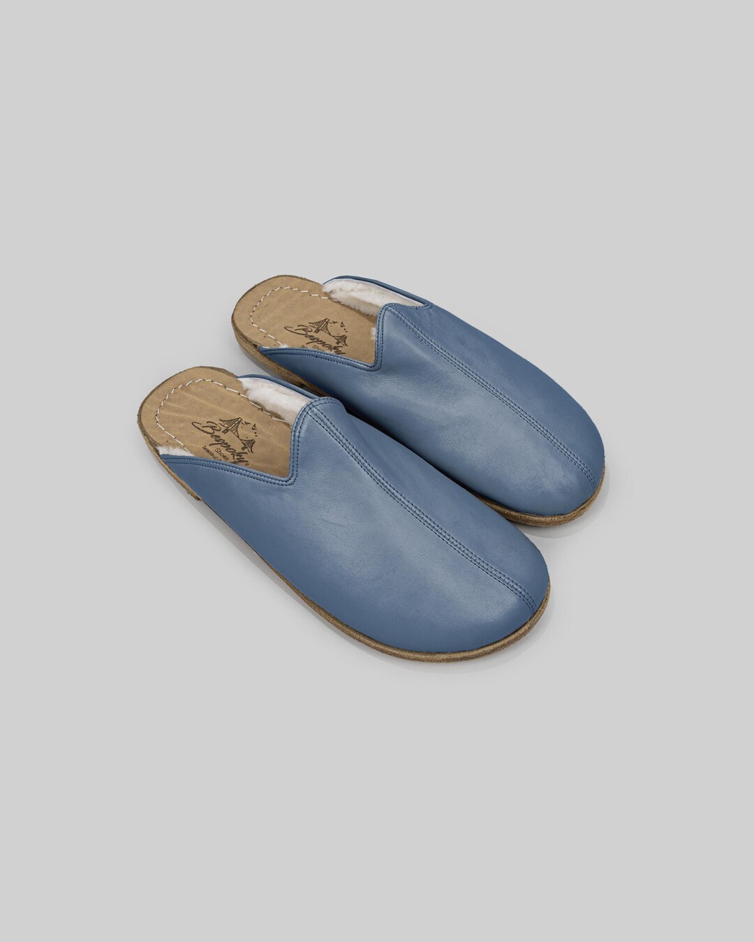 Blue Shearling Mules - Wide Toe, Thin Flexible Sole Slippers - Etsy