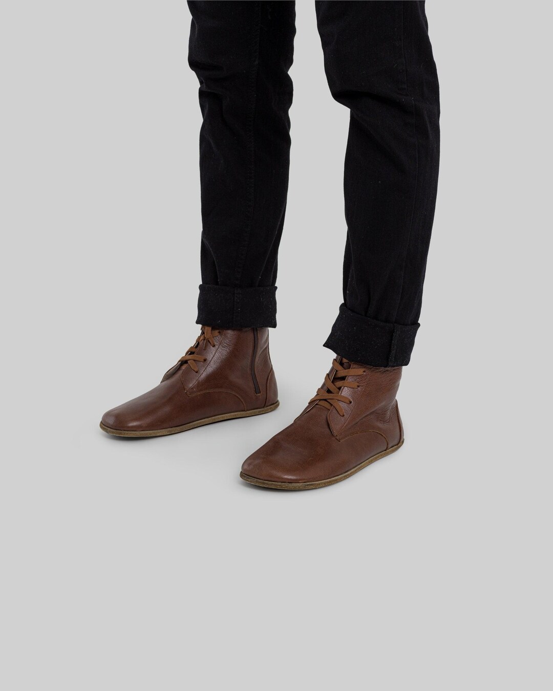 Brown Leather Boots Wide Toe Box, Artisan Turkish Footwear, Drum Dyed ...