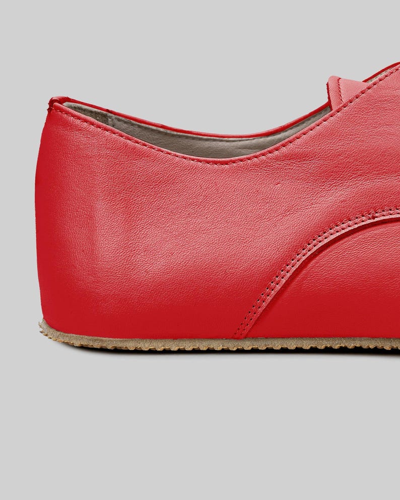 Zero Drop Barefoot Wide Toe Box Shoes - Red Leather Oxford, Flexible ...