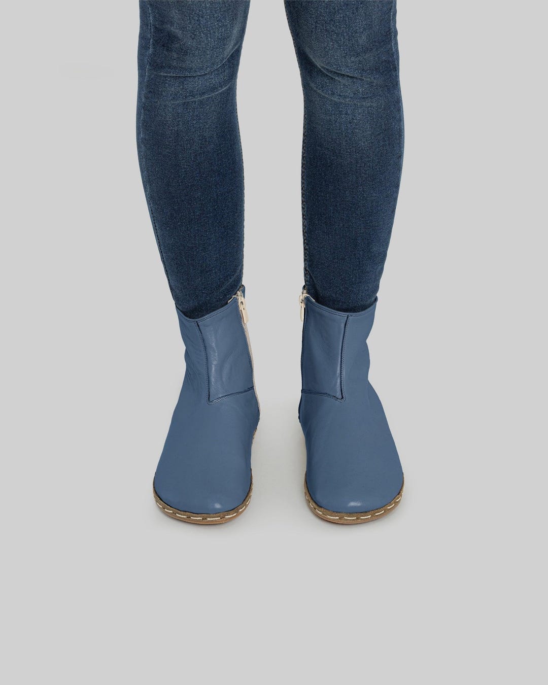 Chelsea Boots Jean Blue Leather - Barefoot Zero Drop - Wide Toe Box ...