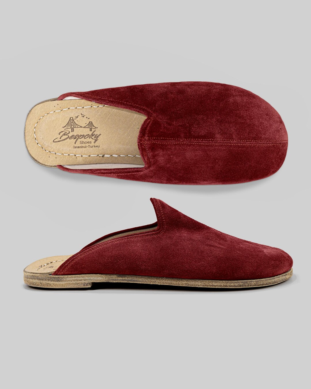 Women Suede Red Barefoot Slipper Comfortable, Custom Made Handmade ...