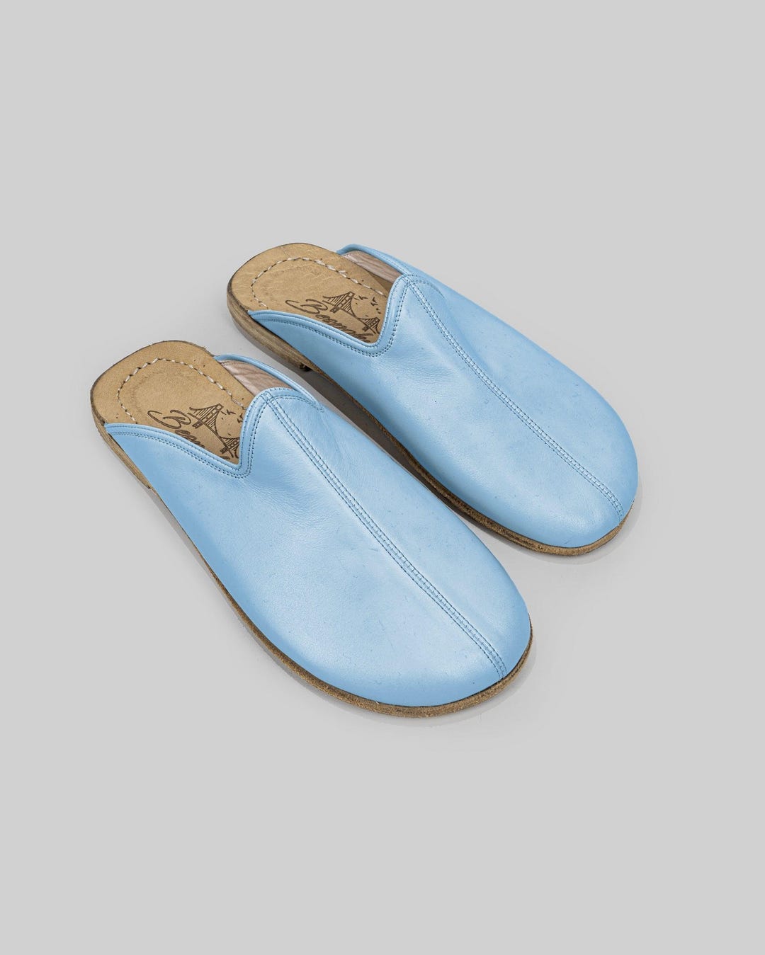 Barefoot Wide Toe Box Slippers - Baby Blue Buffalo Leather - Etsy