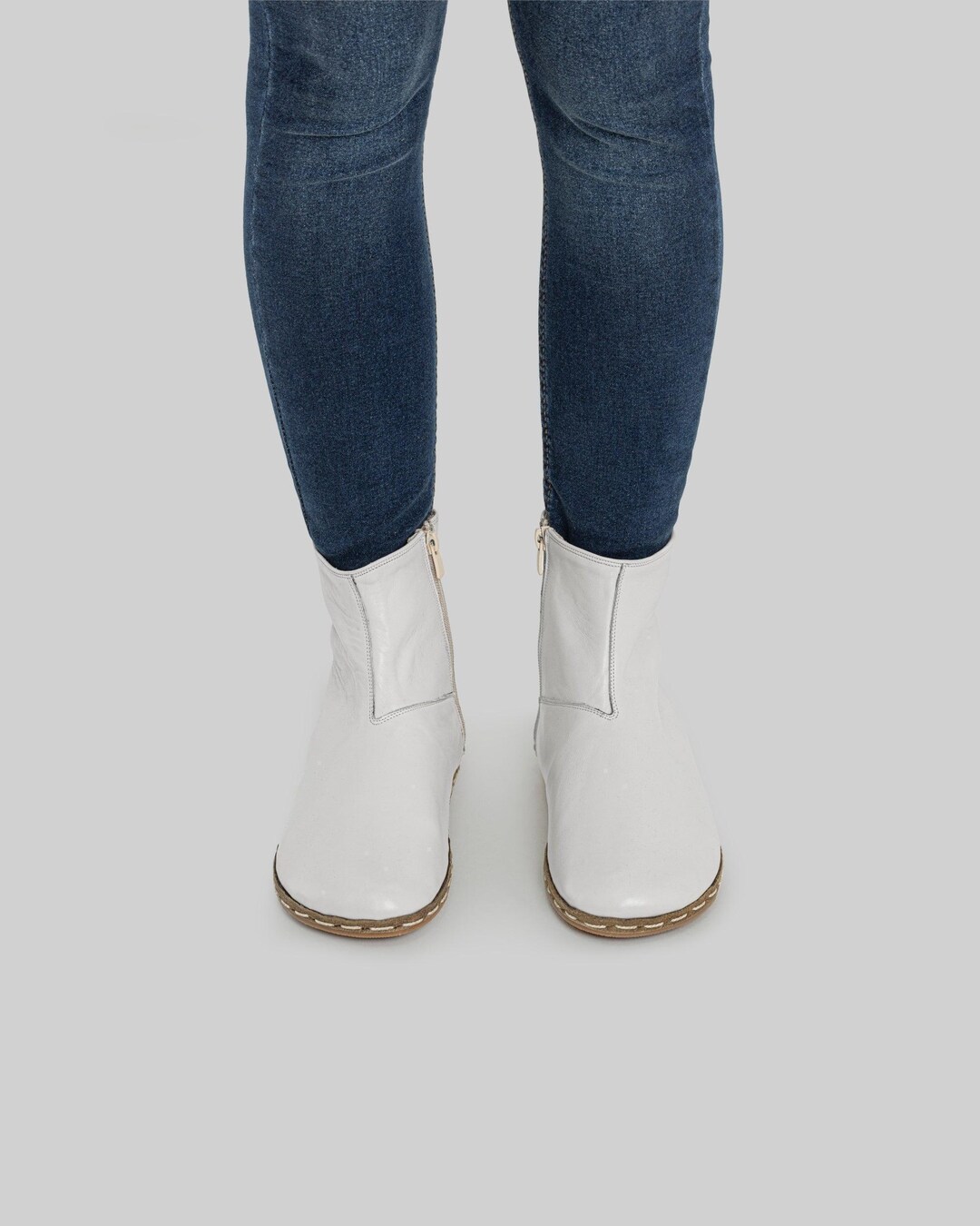 White Leather Boots Zero Drop Flexible - Handmade Chelsea Boot - Wide ...