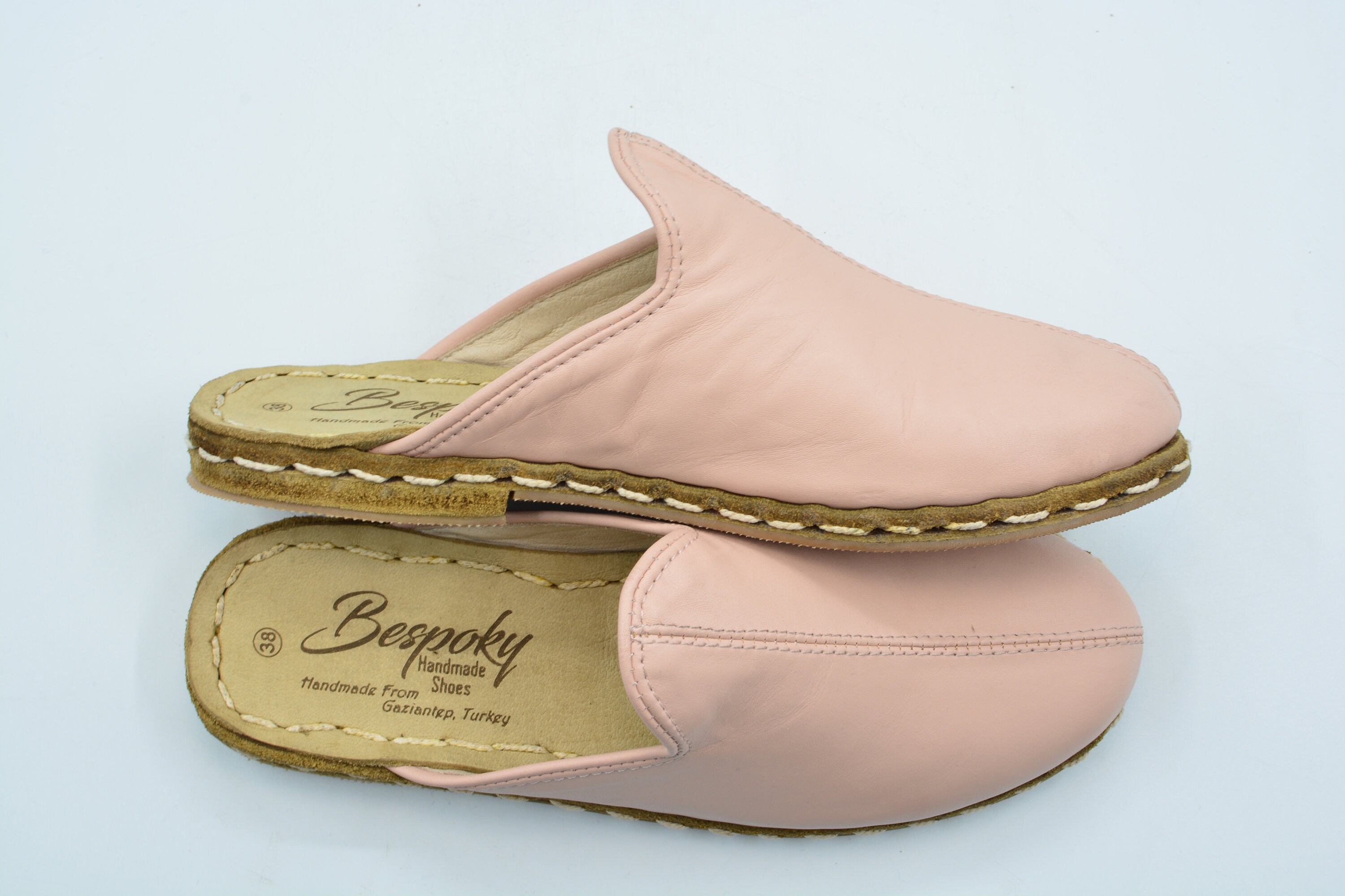 Men Light Pink Color Leather Handmade Slipper Leather | Etsy