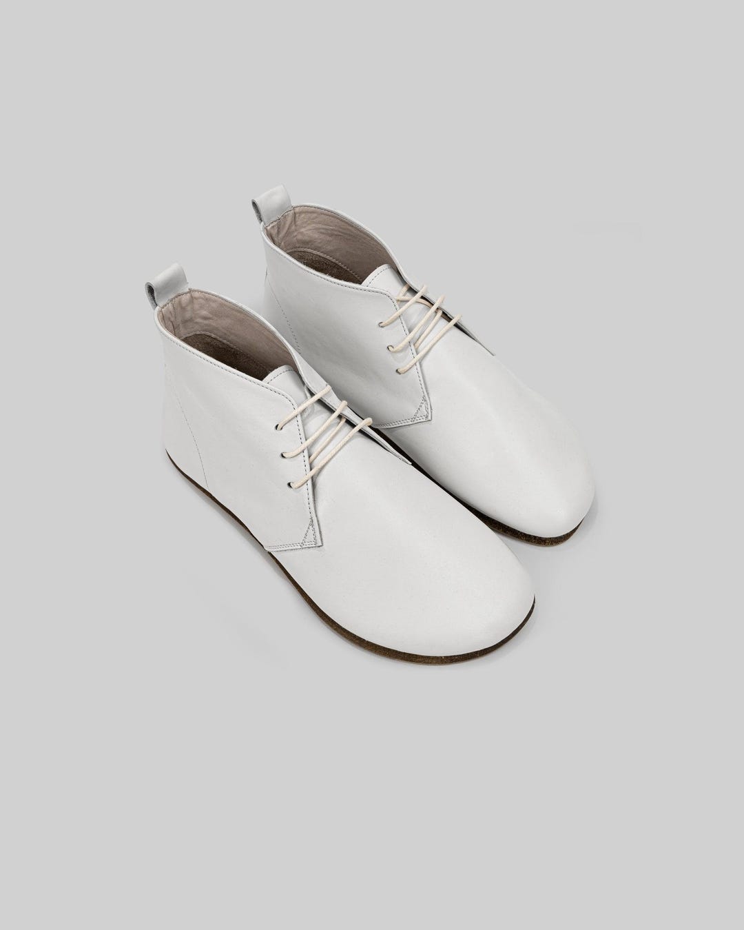 Zero Drop Barefoot Ankle Boot - White Drum Dyed Leather - Wide Toe Box ...