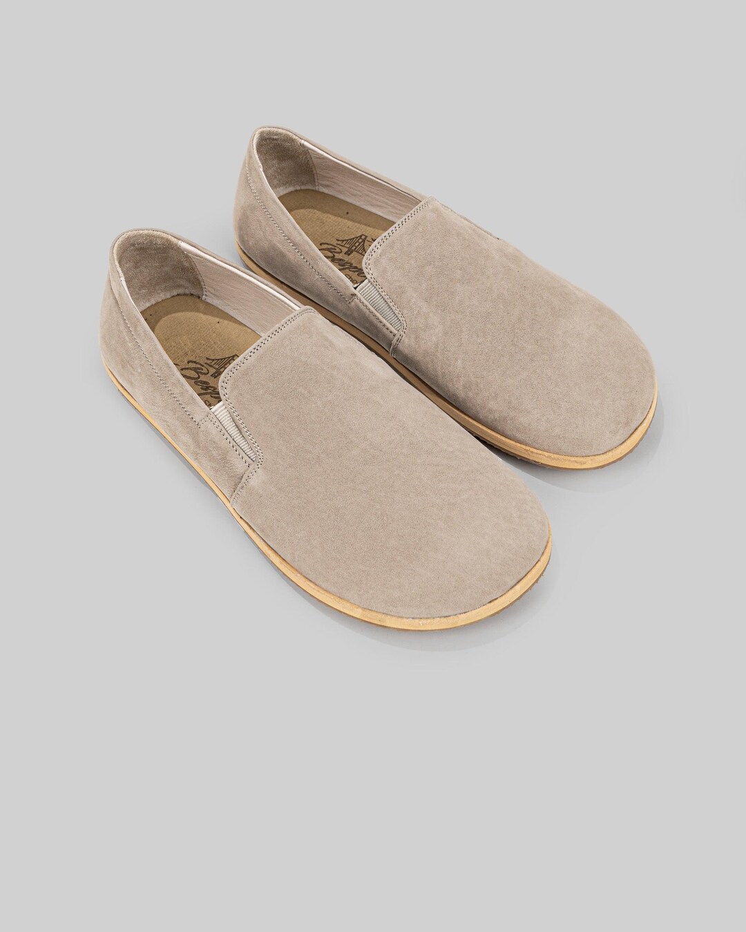 Beige Nubuck Leather Wide Toe Box Shoes: Natural Walking Gait Support ...