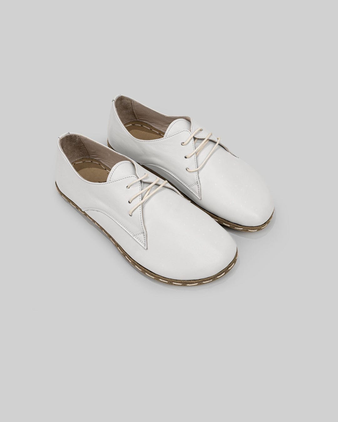 Classic Modern Style White Oxford Shoes - Wide Toe Box - Flexible Zero ...