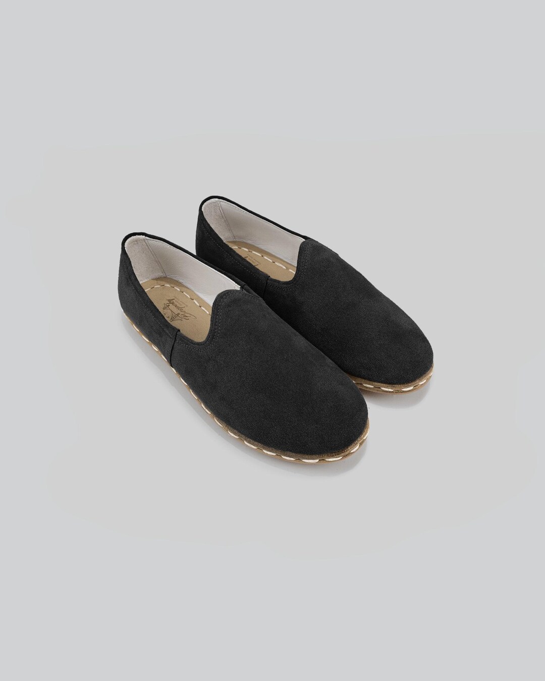 Minimalist Zero Drop Handmade Black Suede Shoes, Wide Toe Box Slip-ons ...