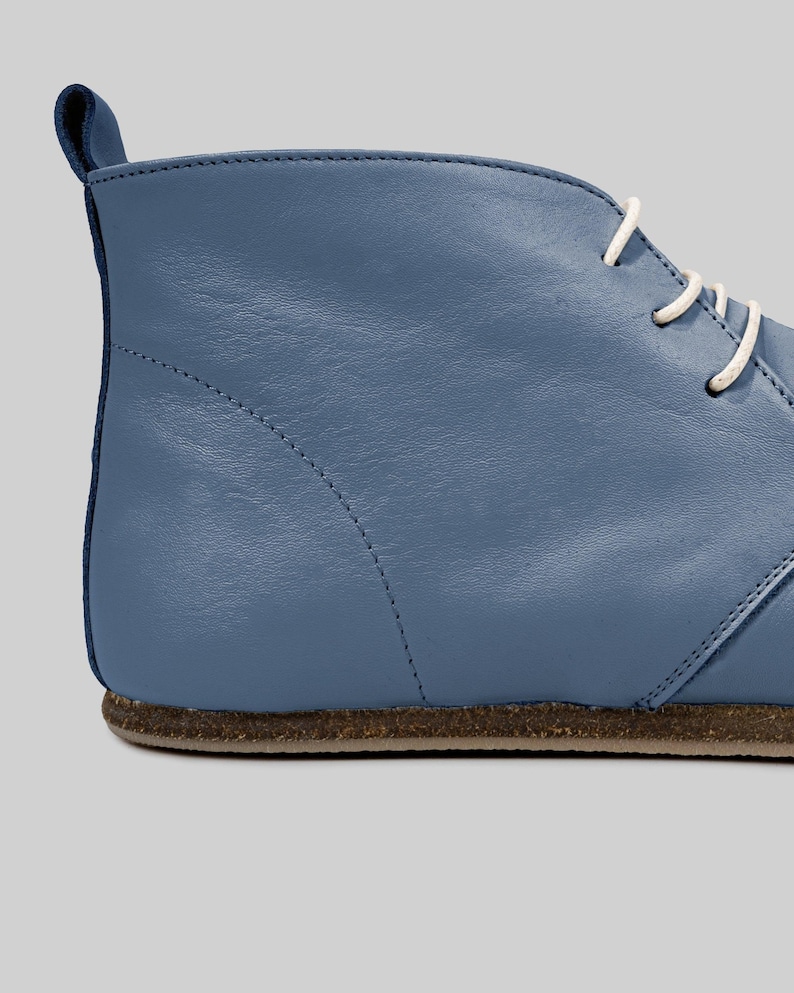Barefoot Jean Blue Boots, Wide Toe Box Leather (zero Drop Sole) - Etsy