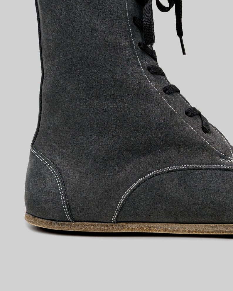 Barefoot Grounding Boots: Smoked Nubuck Leather, Wide Toe Box - Etsy