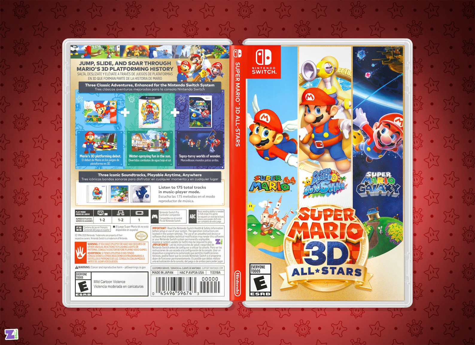 Super Mario 3D All-stars Cover Art: Replacement Insert & Case for ...