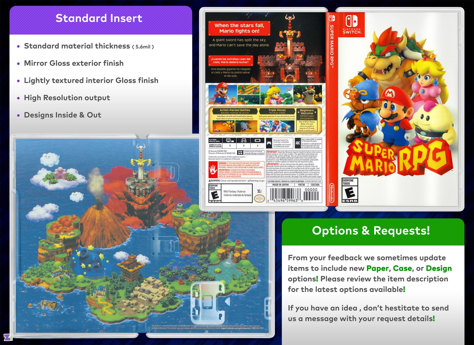 Super Mario RPG Cover Art: Replacement Insert / Case for Nintendo ...