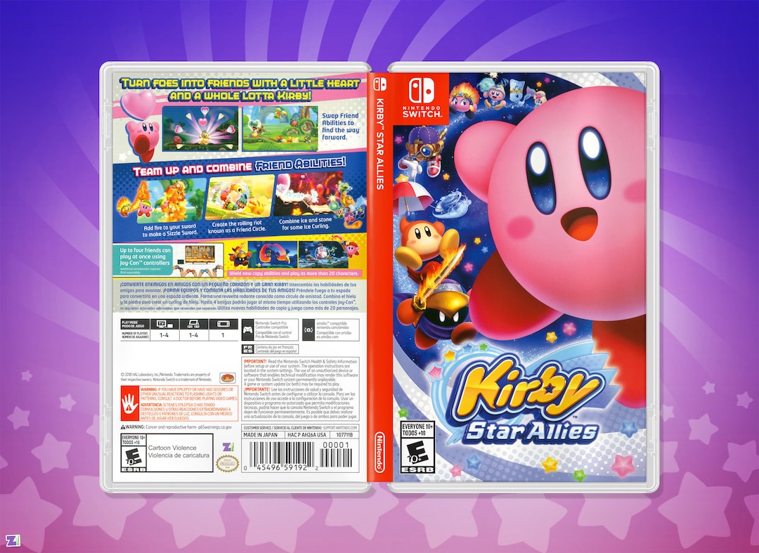 Kirby Star Allies Cover Art: Insert / Case for Nintendo Switch (US ...