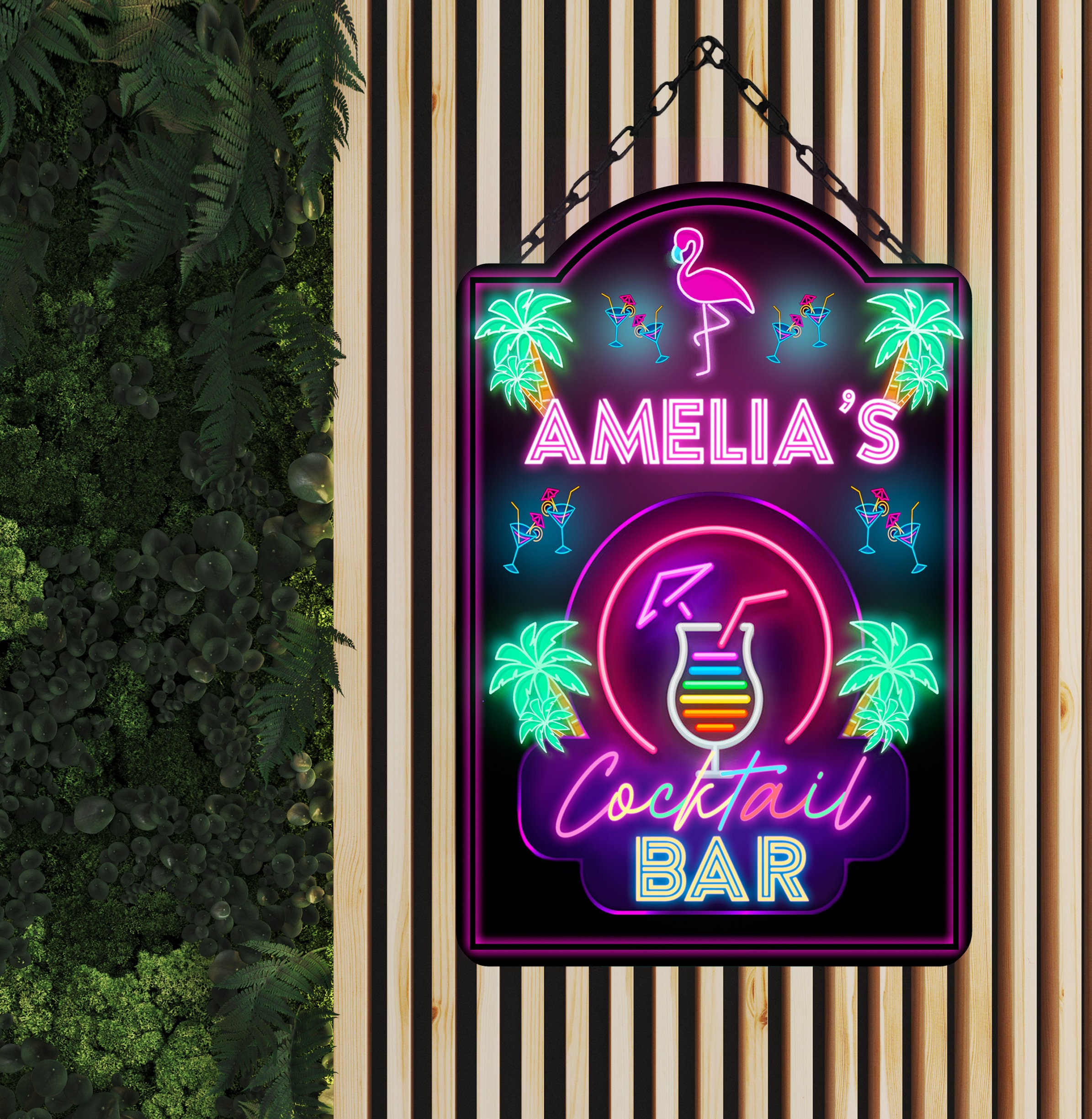 Premium Personalised Neon Hanging Pub Sign Home Bar Tiki Hut - Etsy