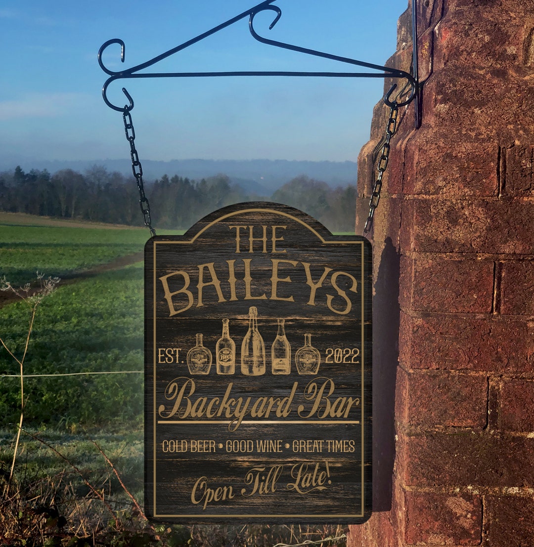 Premium Personalised Hanging Pub Sign for Home Bar Tiki Hut Mancave ...