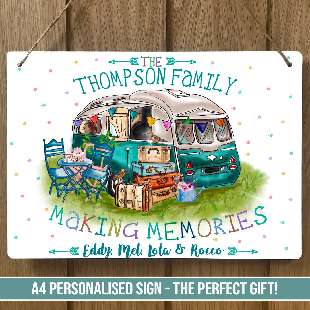Personalised Caravan Camping Metal Sign Wedding Gift Making Memories ...