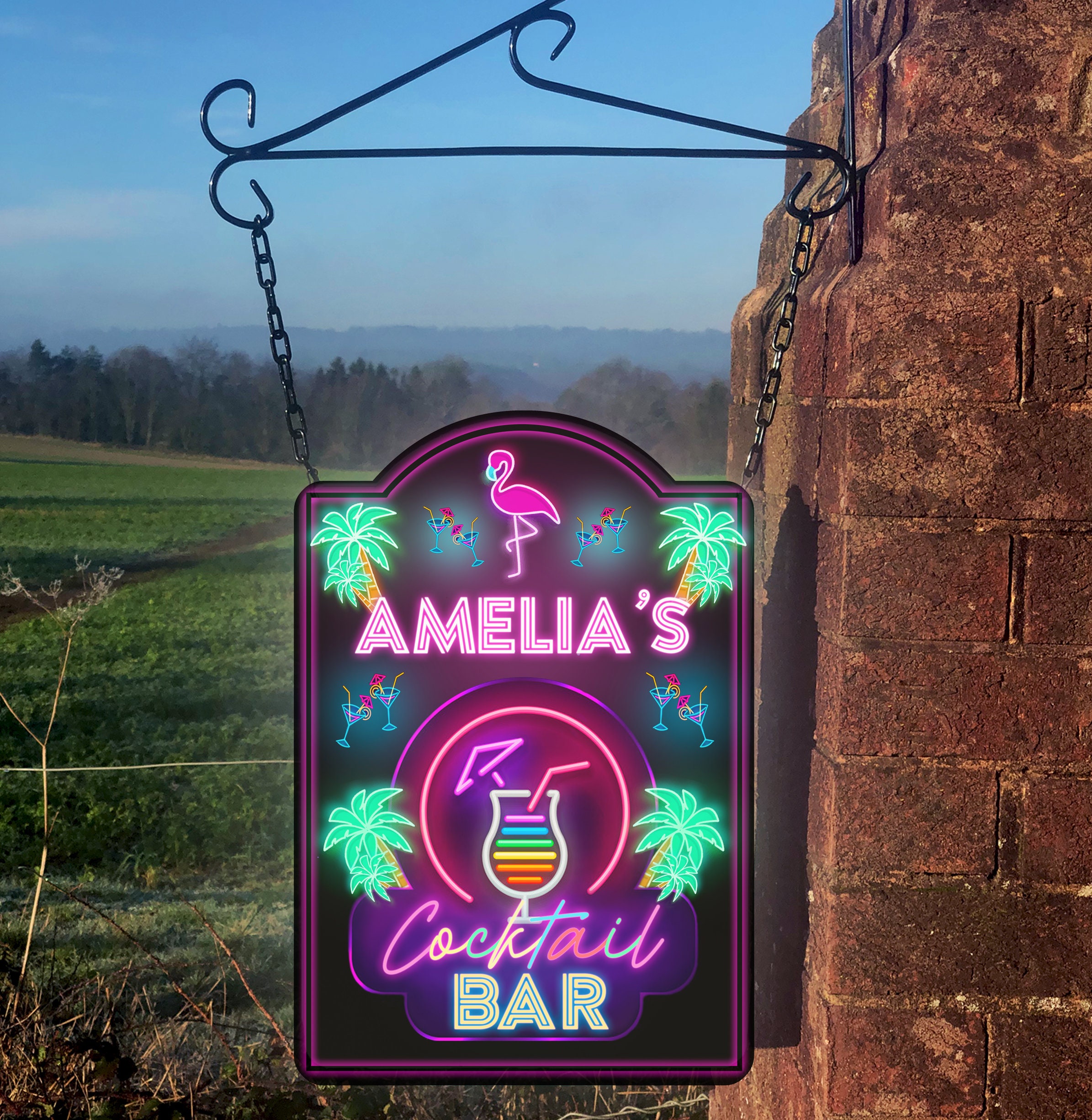 Premium Personalised Neon Hanging Pub Sign Home Bar Tiki Hut - Etsy