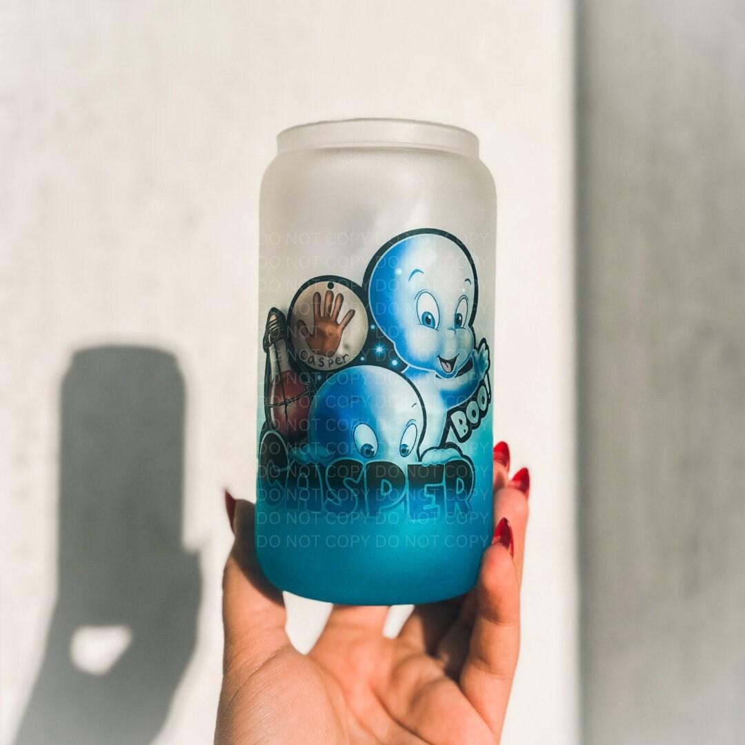 Casper Ghost Iced Coffee Glass W/lid & Straw 90's - Etsy