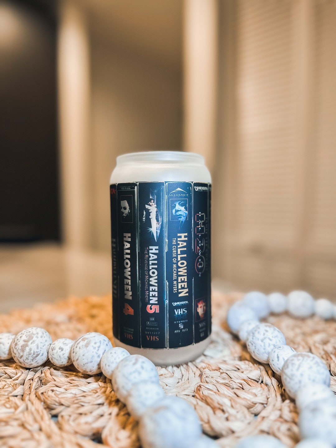 Halloween MM Iced Coffee Glass W/lid & Straw, Horror Movies Cup, Horror ...