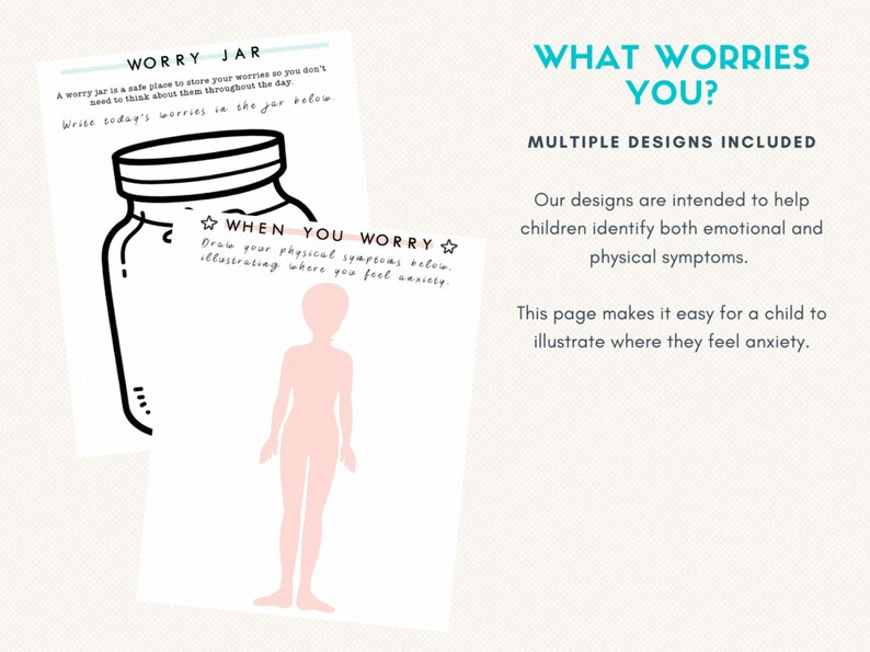 CBT Worksheets for Kids, Anxiety Relief Worksheets, Therapy Printables ...