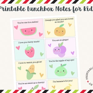 Cute Printable Lunch Box Notes for Kids, Back to School Lunchbox Notes ...