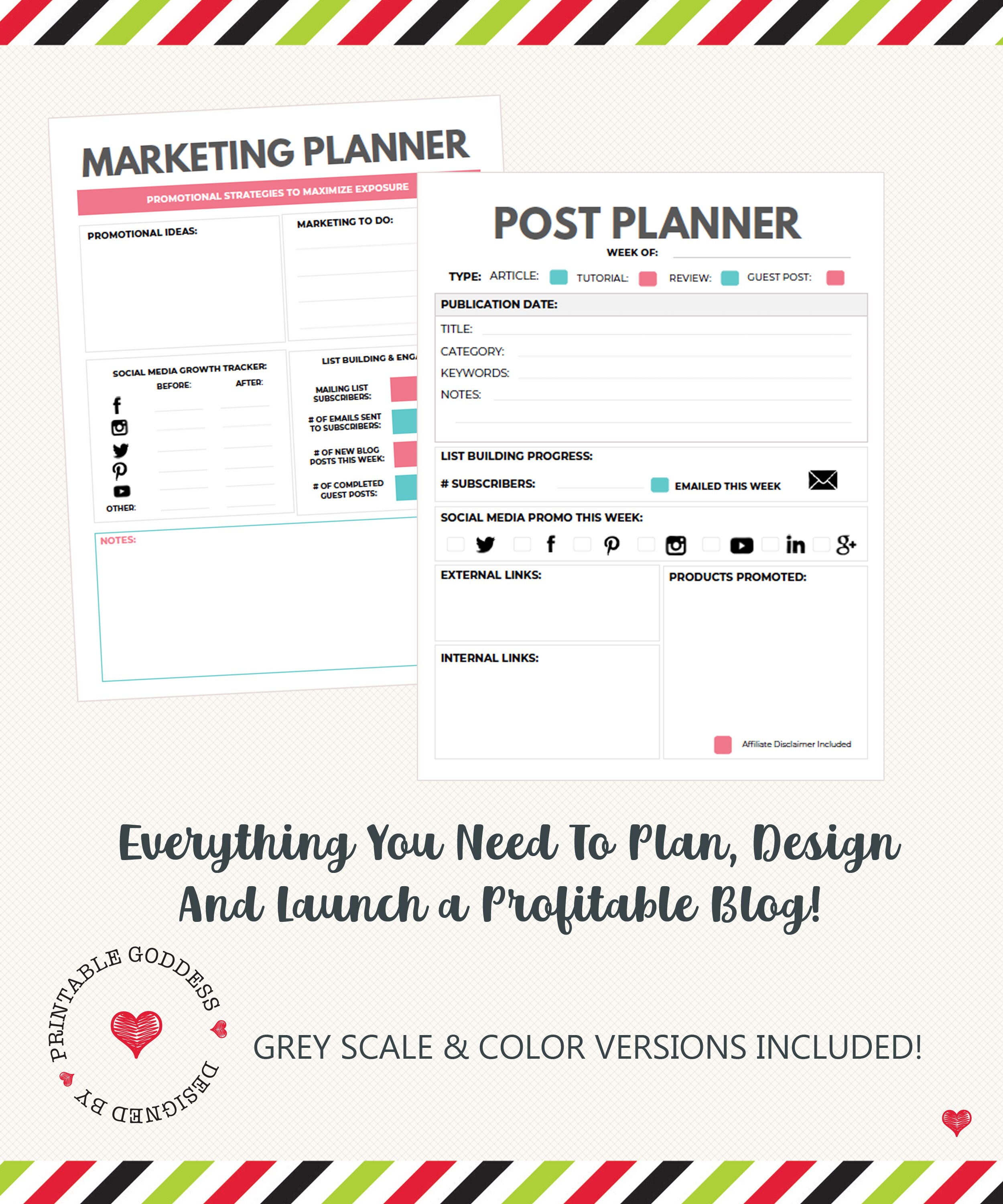 Blogging Planner, Blog Post Plan, Blog Content Writing Goals, Social ...