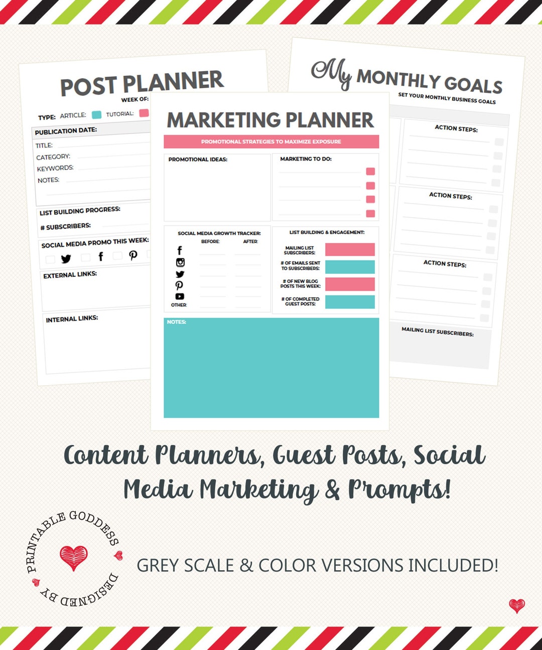 Blogging Planner, Blog Post Plan, Blog Content Writing Goals, Social ...