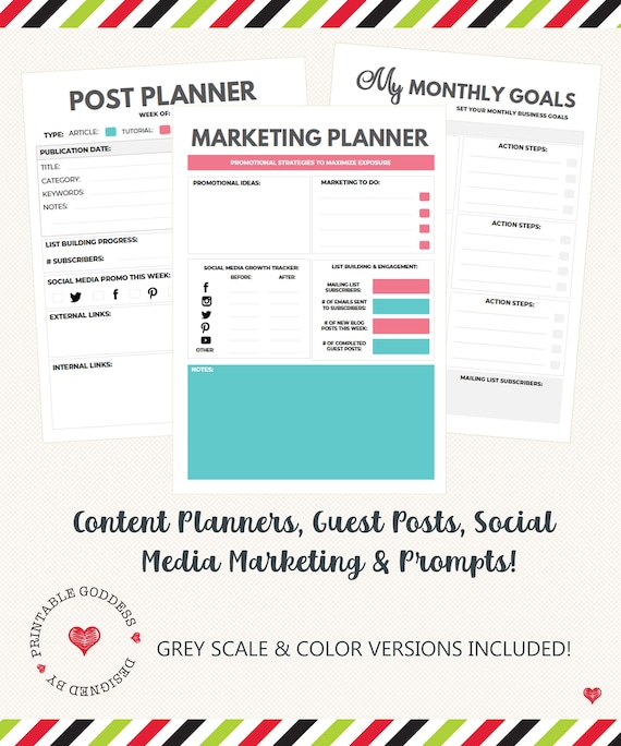 Blogging Planner Blog Post Plan Blog Content Writing Goals - Etsy