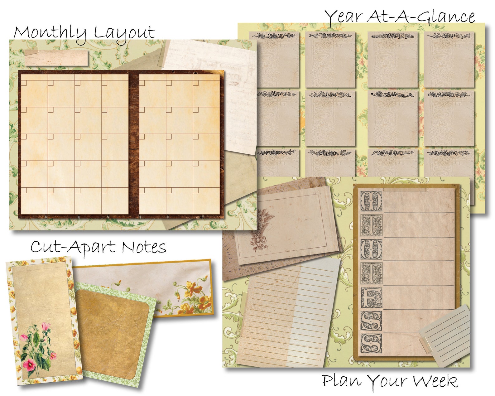 Junk Journal Planner Printable Pages, Planner Papers - Etsy