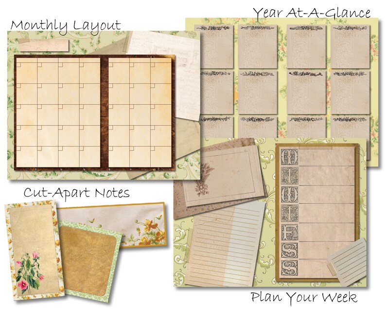 Junk Journal Planner Printable Pages, Planner Papers - Etsy