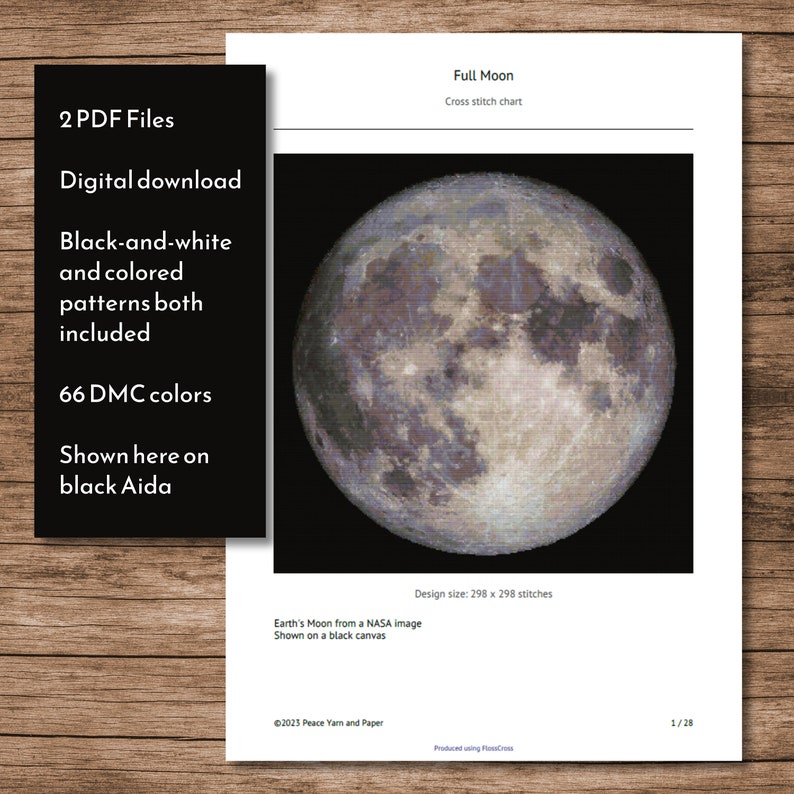 Full Moon Cross Stitch Pattern, Photorealistic Cross Stitch - Etsy