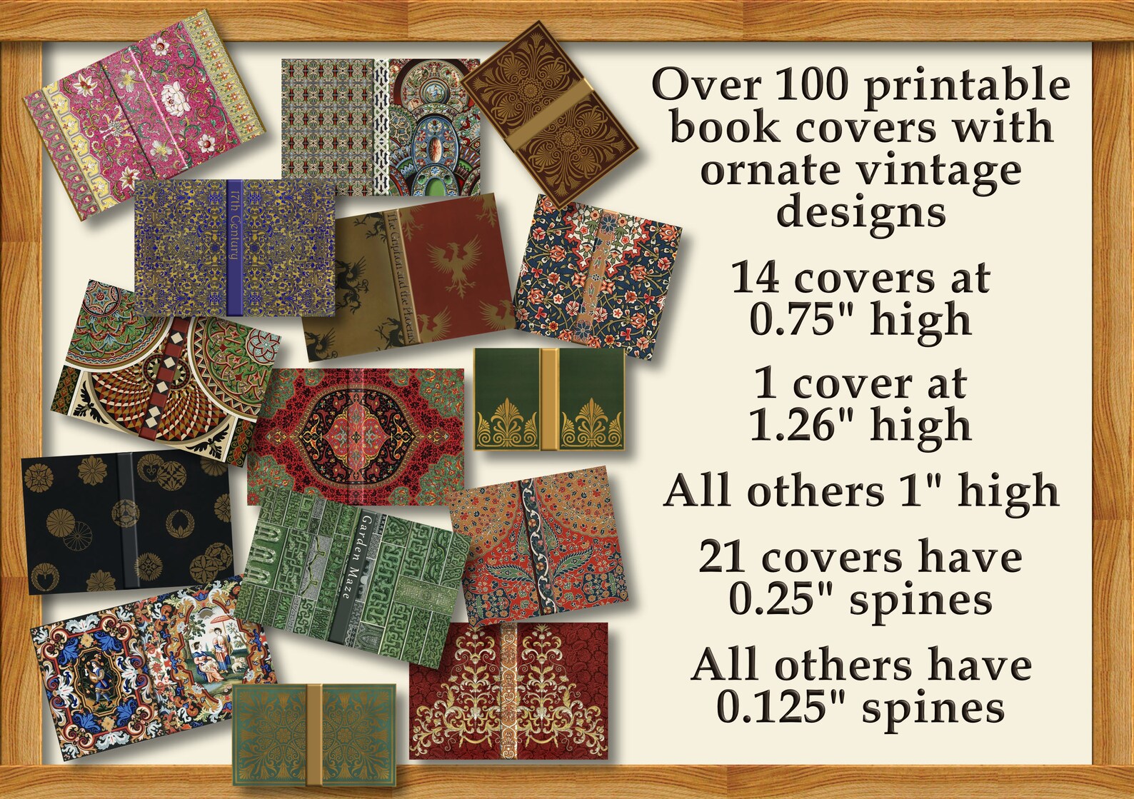 Miniature Book Covers, Ornate Dollhouse Books, Miniatures to Print ...