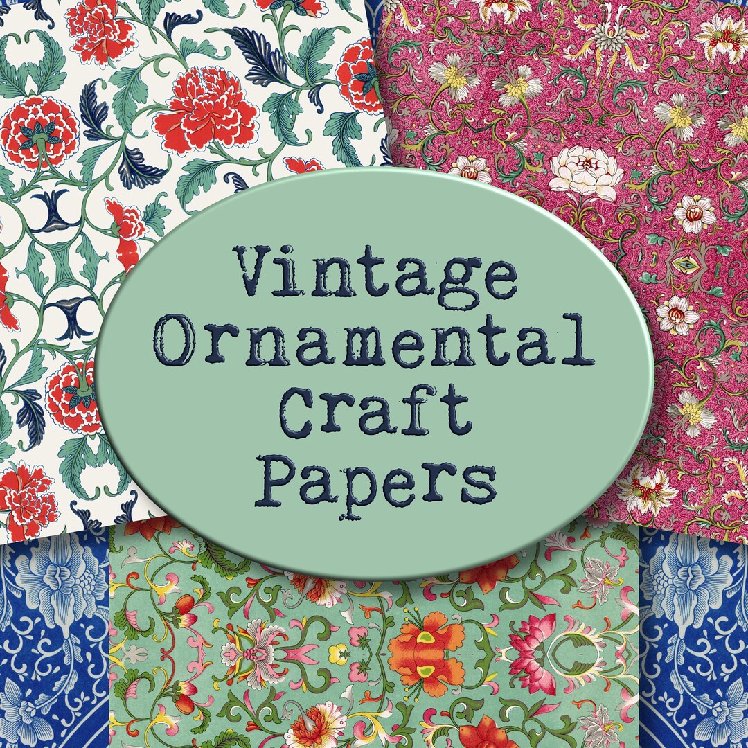 Vintage Ornamental Paper Digital Prints, Scrapbook Paper, Ornamental ...