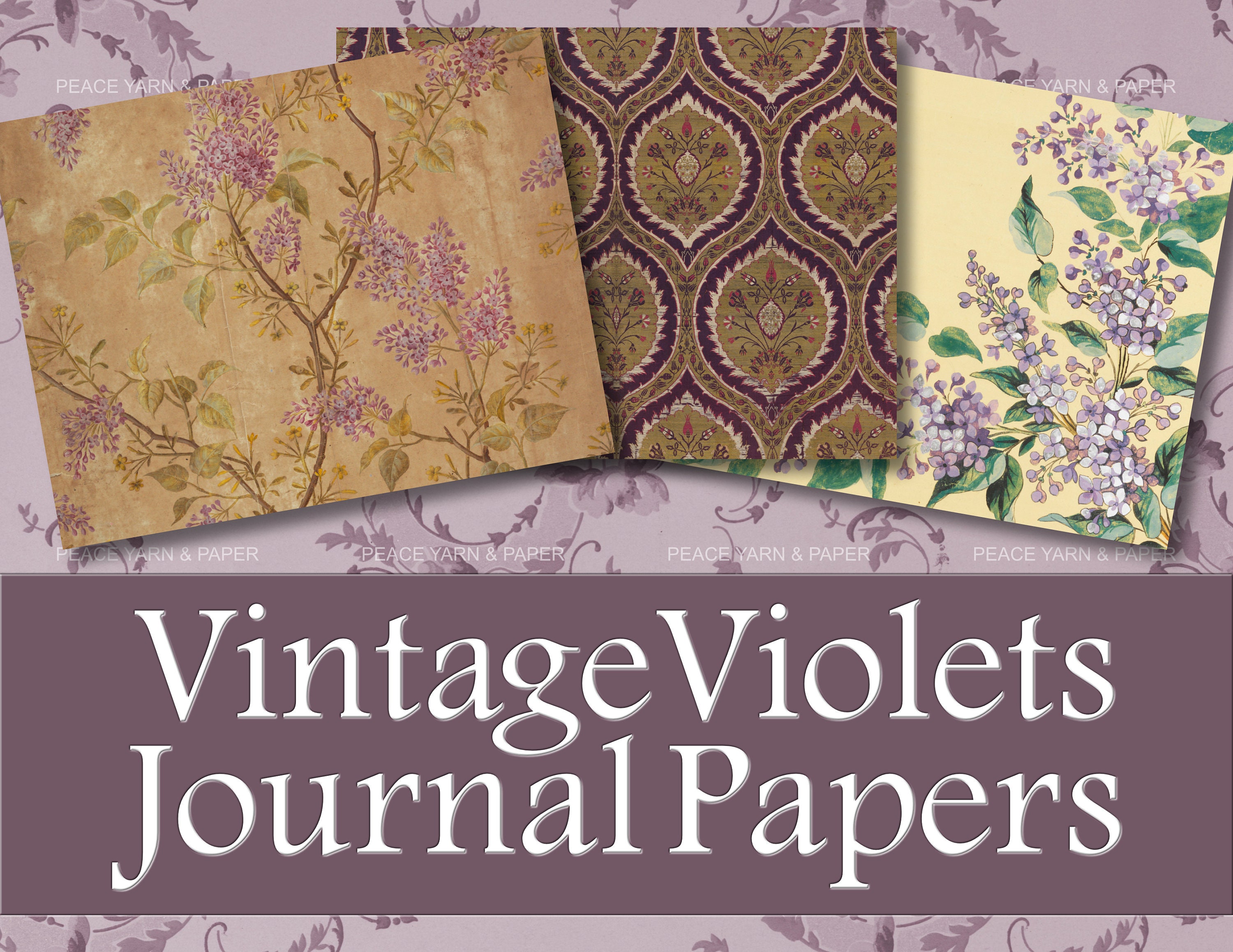 Vintage Purples Background Journal Pages | Etsy