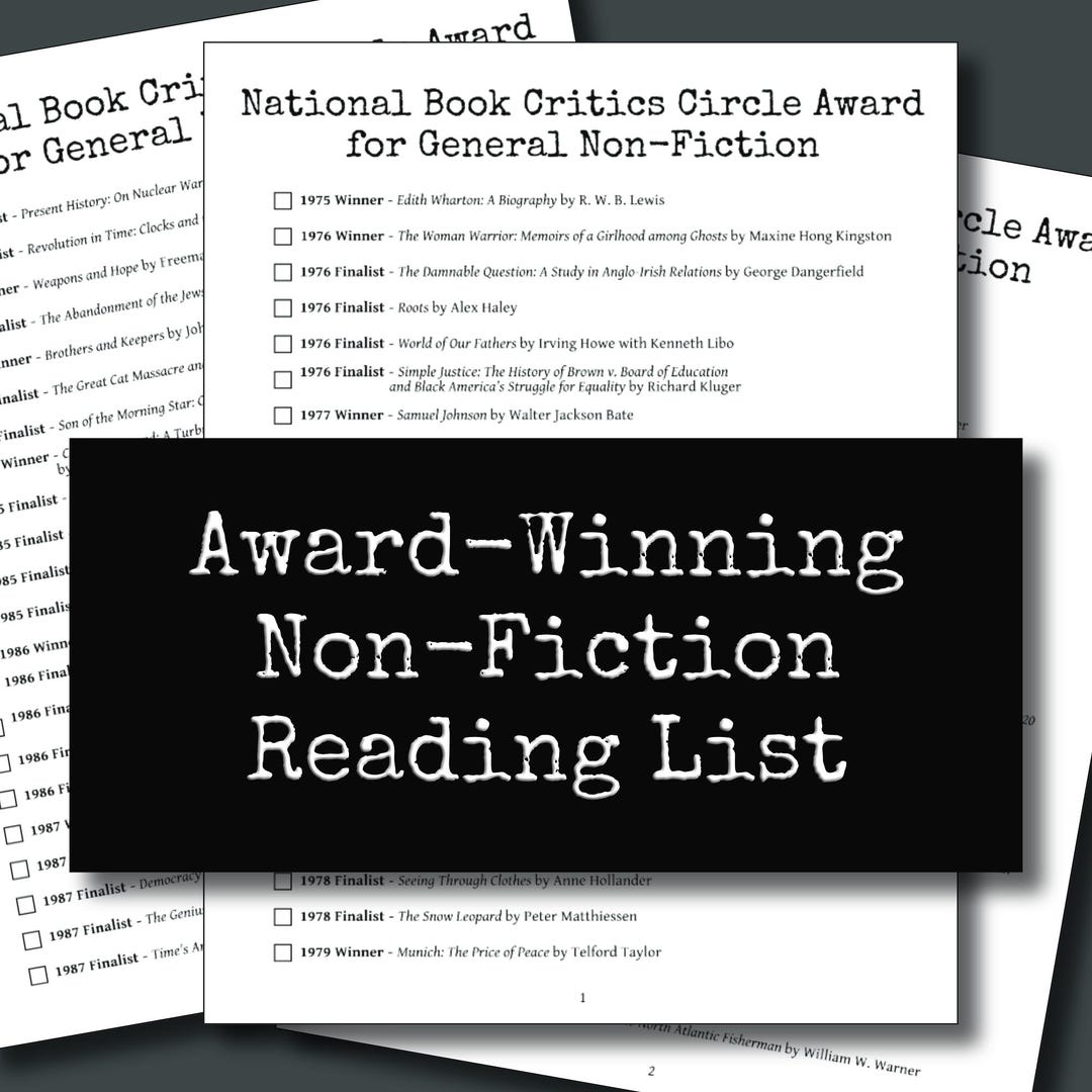Non-fiction Reading List, National Book Critics Circle Award, Award ...