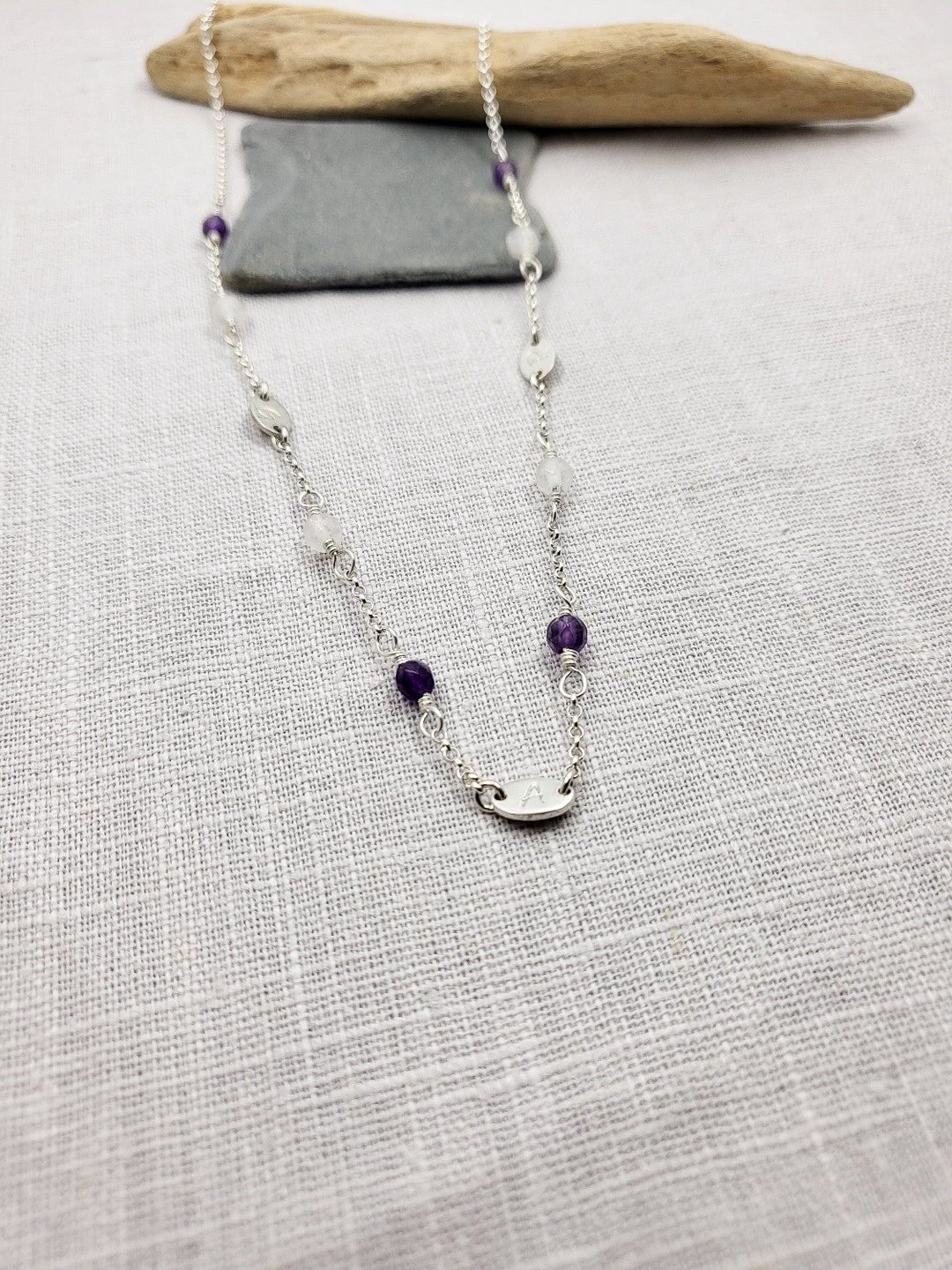 Andressa Name Necklace Beads and 3 Oval Plates 925 Silver - Etsy