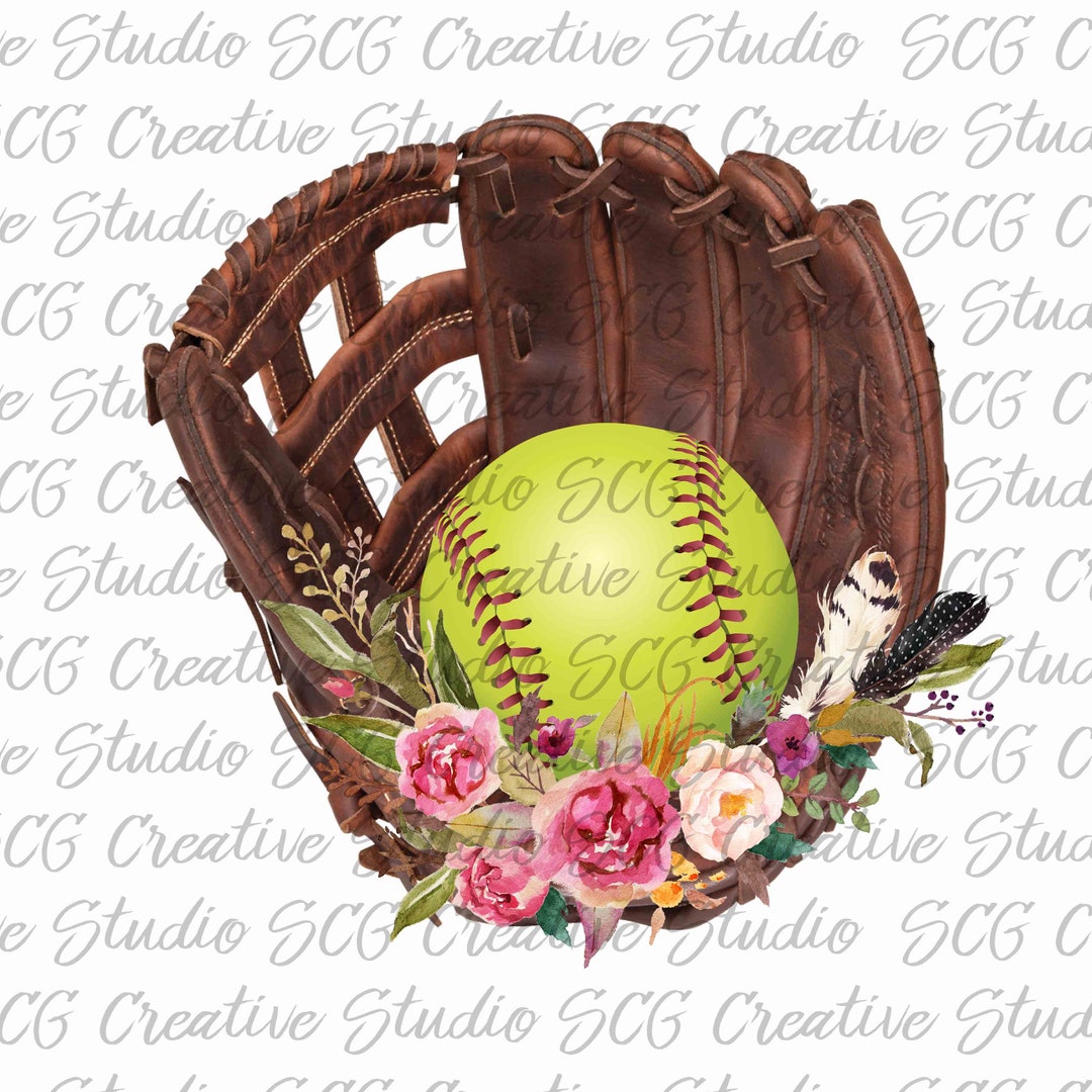Softball Sublimation Designs Downloads Floral Watercolor Glove Digital ...
