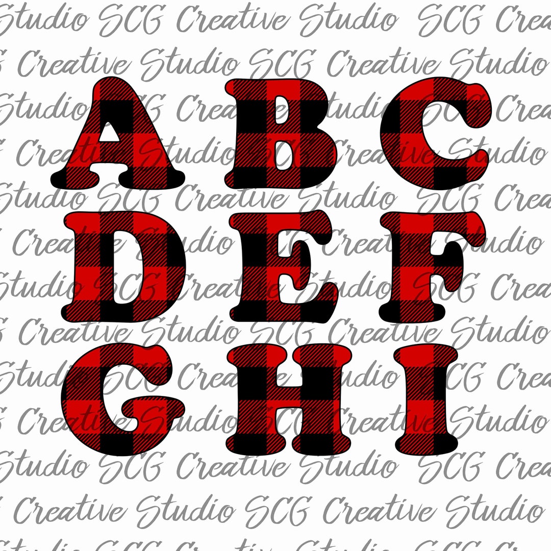 Alphabet Sublimation Designs Downloads Buffalo Plaid Plaid Letters Font ...