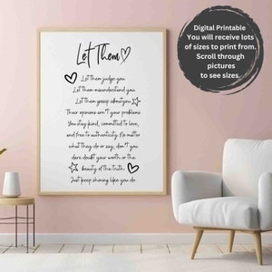Let Them Wall Art, Printable Quote, You Are Enough, Self Love Poem ...