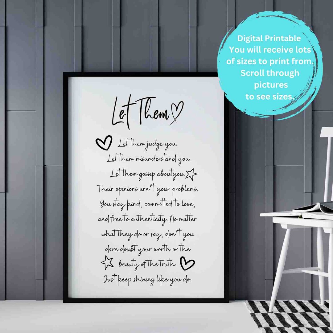 Let Them Wall Art, Printable Quote, You Are Enough, Self Love Poem ...