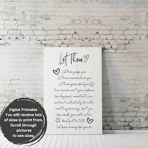 Let Them Wall Art, Printable Quote, You Are Enough, Self Love Poem ...