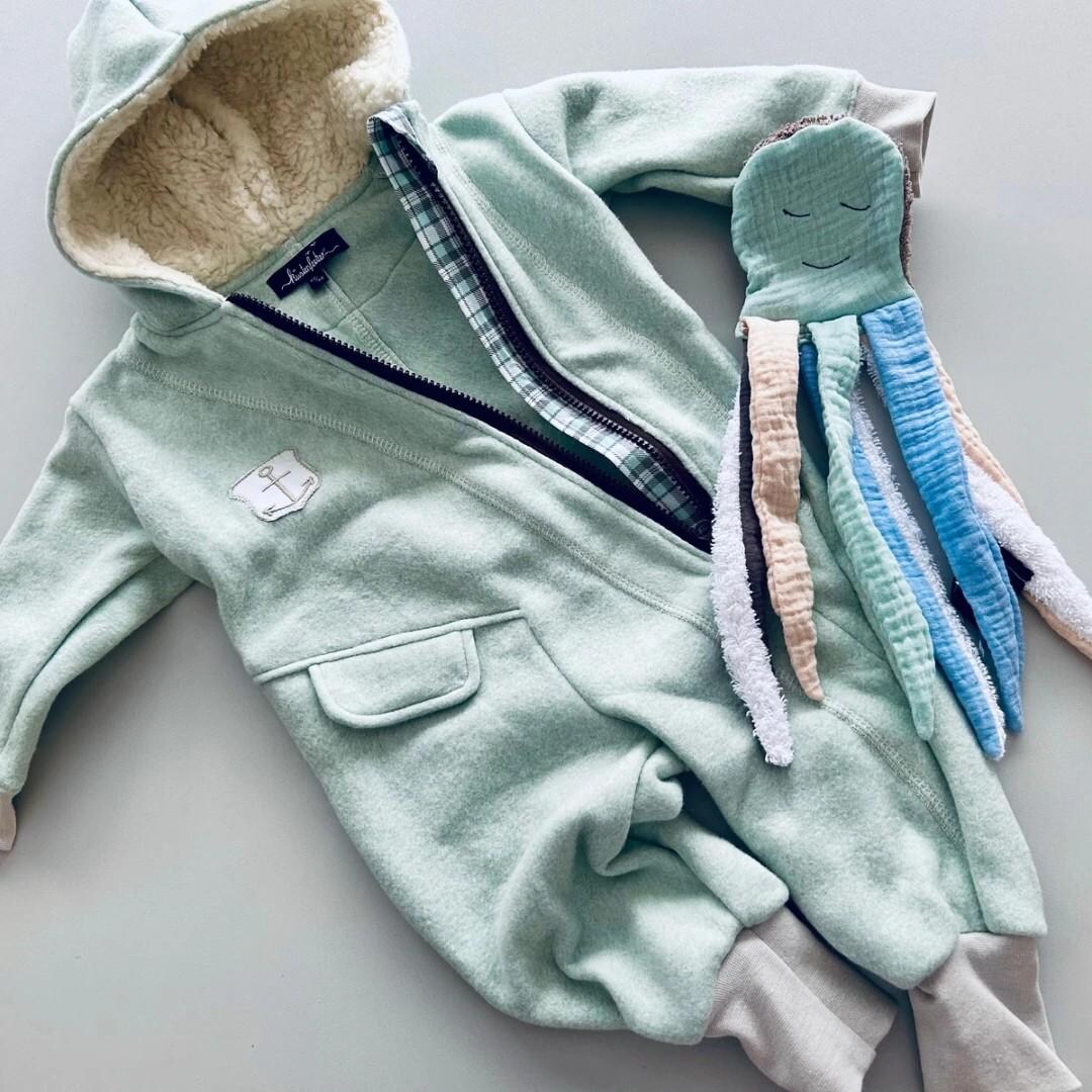 Fleece Overall for Babies – Organic Cotton GOTS – Mint – Grow-with-me ...