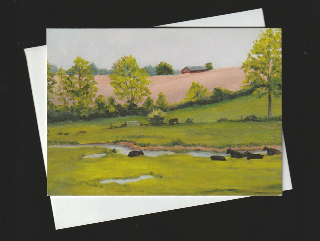 Steers in Country Landscape Field Note Card 5.5x4 Inch - Etsy